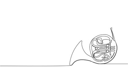 French horn one line art continuous line drawing Vector Image
