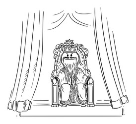 Cartoon king sitting on the throne Royalty Free Vector Image