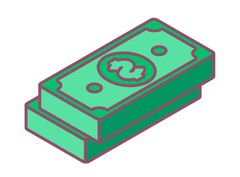 Stack of money cartoon piles green banknotes Vector Image