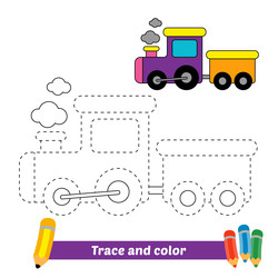 Trace and color for kids train Royalty Free Vector Image
