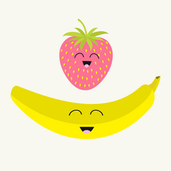 Funny happy cute smiling banana flat Royalty Free Vector