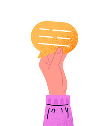 Hand with bubble speech Royalty Free Vector Image