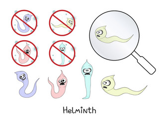 Helminths roundworms intestinal parasites warning Vector Image