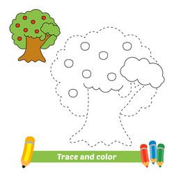 Trace and color for kids palm tree Royalty Free Vector Image