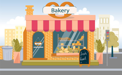 Front view bakehouse building or bakery shop Vector Image