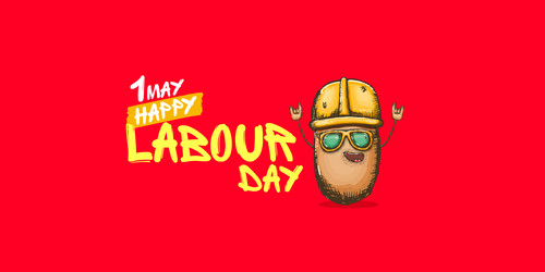 1 may labour day horizontal banner with cartoon Vector Image