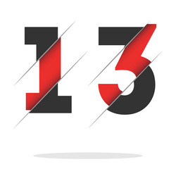31 3 1 number logo design with a creative cut Vector Image