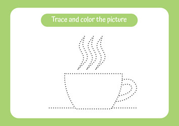 Cup trace and color picture educational game Vector Image