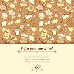 Tea and sweets background Royalty Free Vector Image