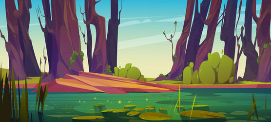 Swamp or lake top view with nenuphars water lily Vector Image