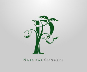 Letter p logo nature concept abstract green tree Vector Image