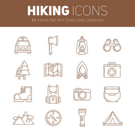 Hiking icons set Royalty Free Vector Image - VectorStock