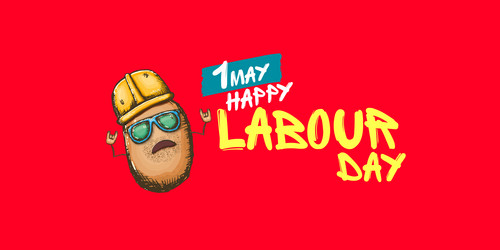 1 may labour day horizontal banner with cartoon Vector Image