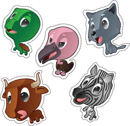 Cute cartoon badges with animals Royalty Free Vector Image