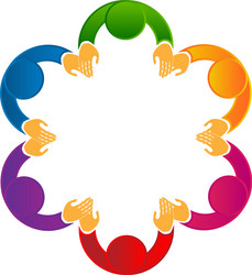 Social media team hug people logo image Royalty Free Vector