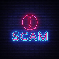 Scam alert neon sign design Royalty Free Vector Image