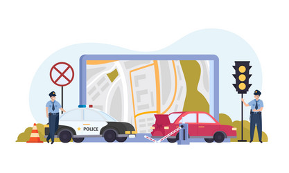 Traffic police road security control Royalty Free Vector