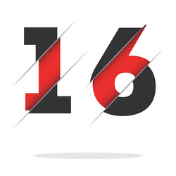 61 6 1 number logo design with a creative cut Vector Image