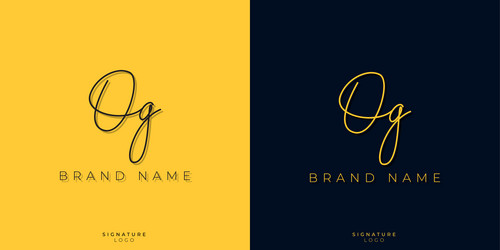 Initial letters og monogram logo design bundle Vector Image