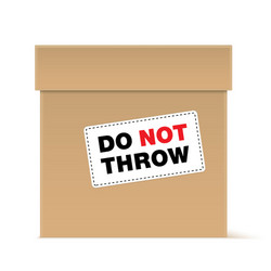 Brown cardboard box with warning sign Royalty Free Vector