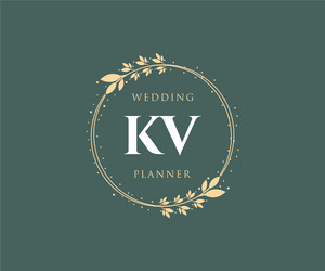 Kv initials letter wedding monogram logos Vector Image