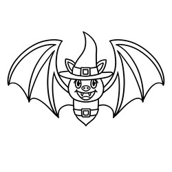 Vampire bat halloween coloring page for kids Vector Image