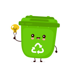 Cute happy smiling trash bin with question mark Vector Image