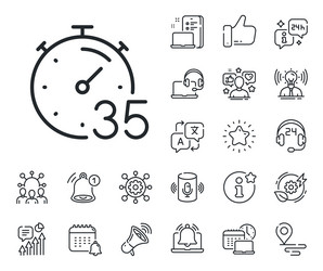 Timer 35 minutes line icon stopwatch time sign Vector Image