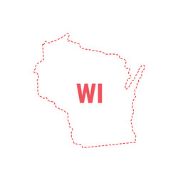 Wisconsin us state map red outline border Vector Image