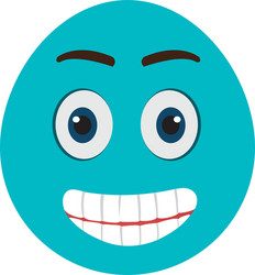 Blue cartoon face smiling graphic Royalty Free Vector Image