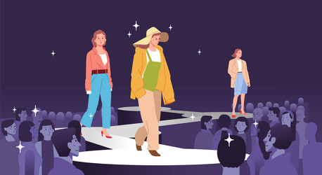 Fashion models showing represent new clothes Vector Image