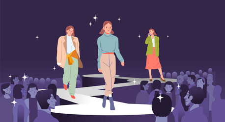 Fashion models showing represent new clothes Vector Image