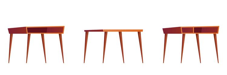 Office wooden desks for work collection Royalty Free Vector