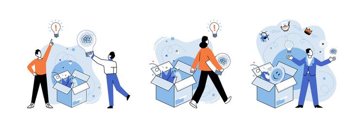 Idea in a box strategic thinking breaks down Vector Image