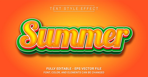 Summer text style effect editable graphic Vector Image