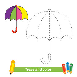 Trace and color for kids umbrella Royalty Free Vector Image