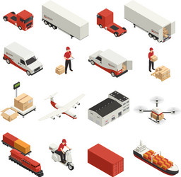 Logistics isometric set Royalty Free Vector Image