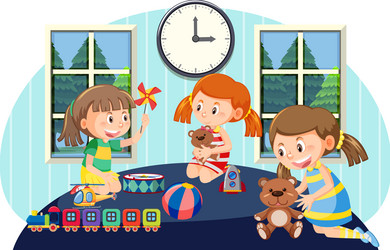 Children playing inside the house Royalty Free Vector Image