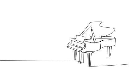 Grand piano one line art continuous line drawing Vector Image