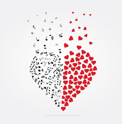 Music background notes heart Royalty Free Vector Image