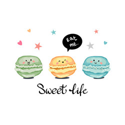 Typography slogan print with cute macaroon Vector Image