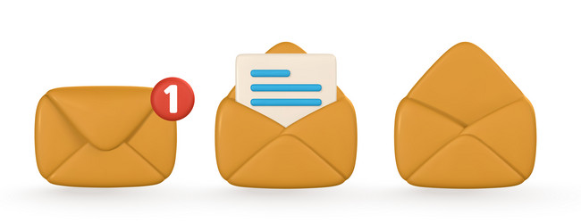 3d realistic mail envelope icon incoming mail Vector Image