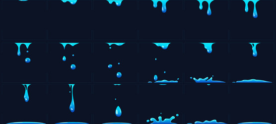 Falling water drops animation frames Royalty Free Vector