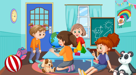 Kindergarten flat composition Royalty Free Vector Image