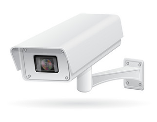 Surveillance cameras on wall Royalty Free Vector Image