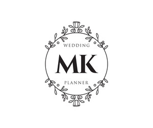 Mk initials letter wedding monogram logos Vector Image