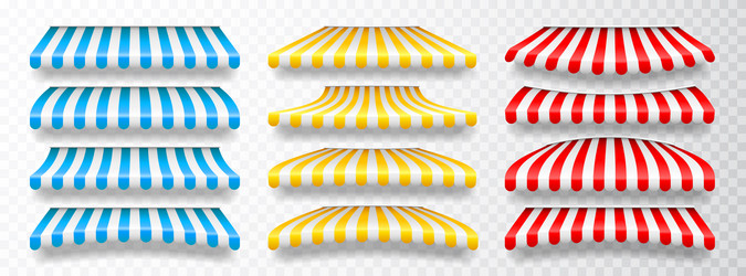 Realistic striped shop sunshade store awning Vector Image