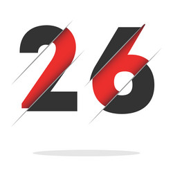 26 2 6 number logo design with a creative cut Vector Image