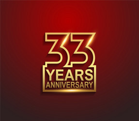 33 anniversary line style golden color Royalty Free Vector