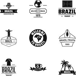 Brazil travel logo icons set simple style Vector Image